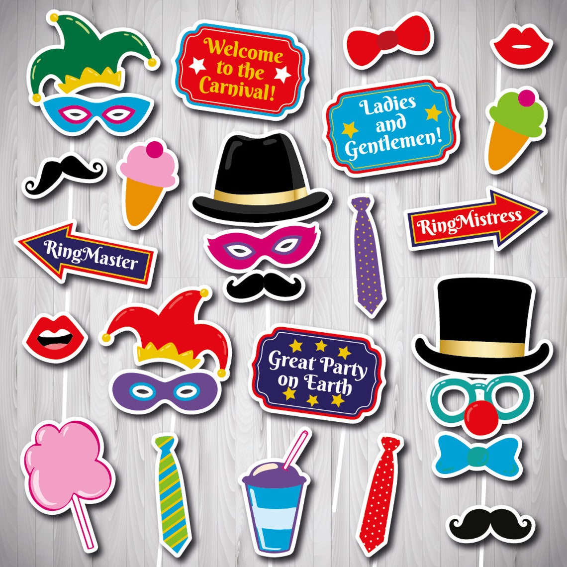Carnival Photo Booth Props Carnival Circus Party Props Big - Etsy