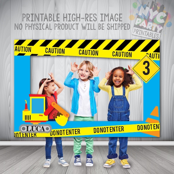 Construction Party Photo Booth Frame Printable Photobooth | Etsy