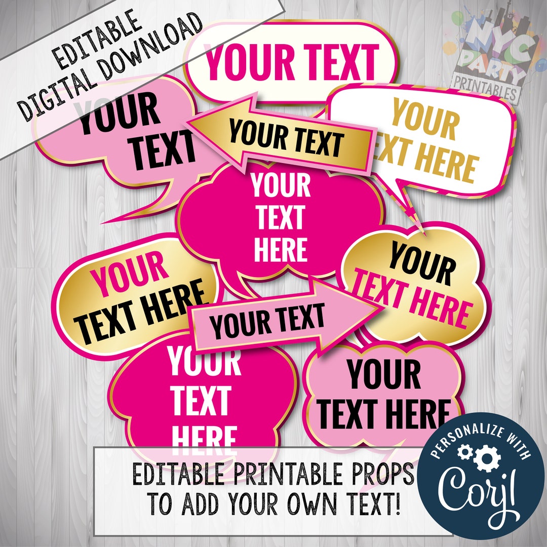 Editable Photo Booth Props, Edit With CORJL, Custom Photo Booth Props ...