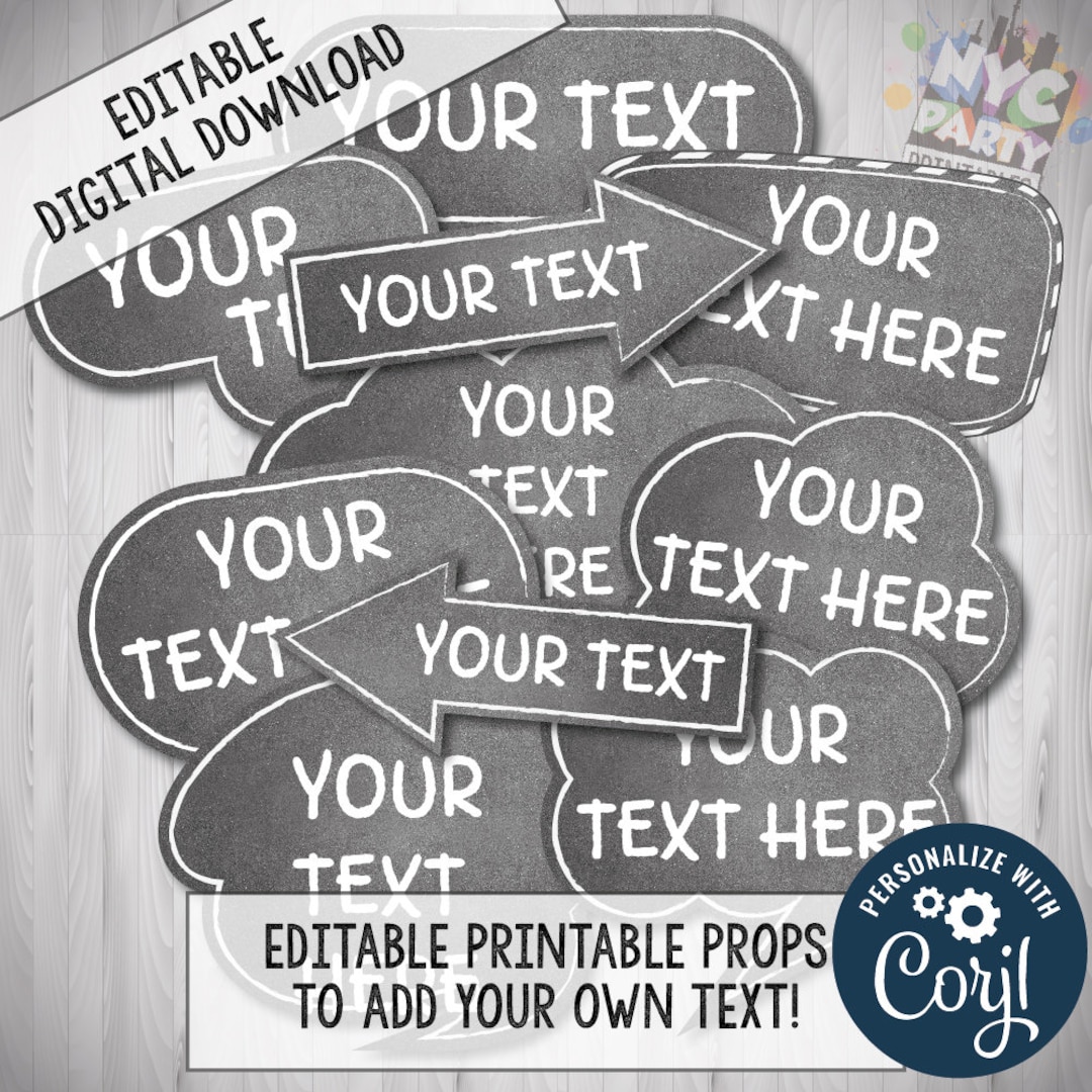 Editable Photo Booth Props, Chalkboard Editable Photo Booth Props, Edit ...