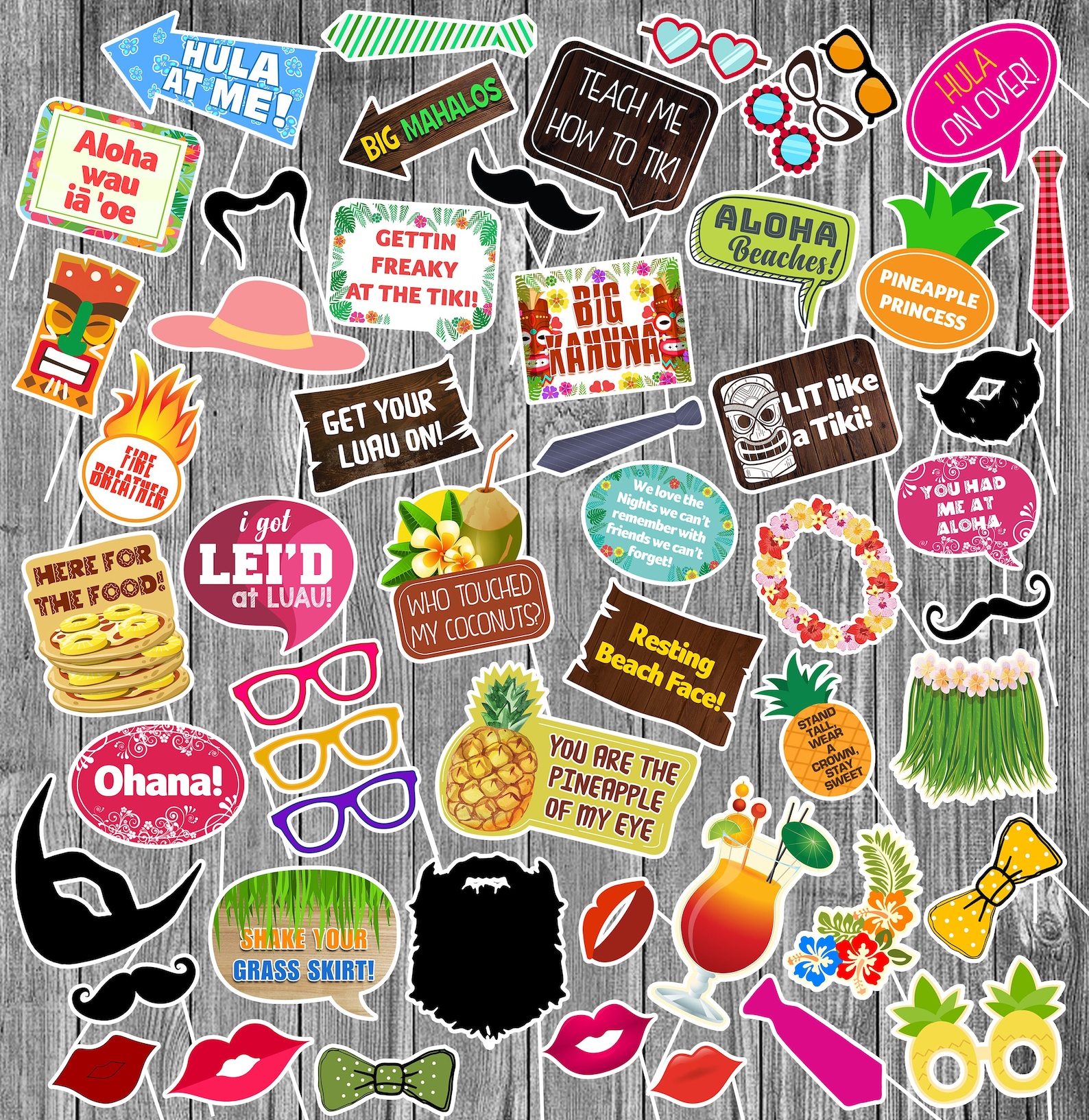 Luau Photo Booth Props-hawaiian Luau Photo Booth Props - Etsy