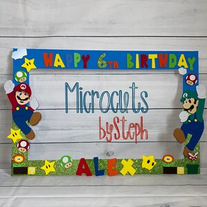 Super Mario Bros Inspired Birthday Photo Booth Frame Selfie Board - Etsy