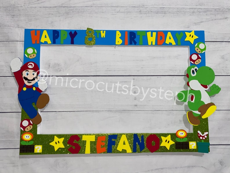 Super mario bros inspired birthday photo booth frame selfie | Etsy