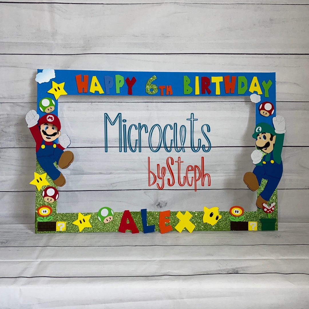 Super Mario Bros Inspired Birthday Photo Booth Frame Selfie Board - Etsy