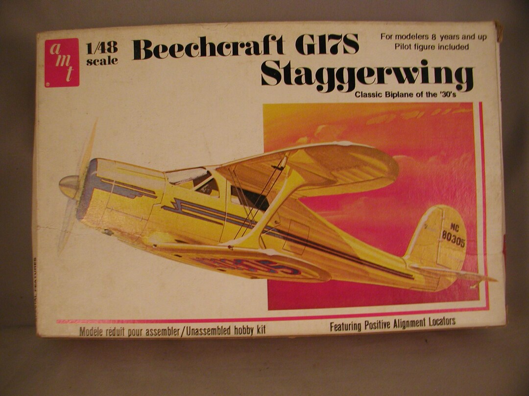 Vintage Beechcraft G17S Staggerwing Model Kit - AMT 1/48 Scale - Etsy