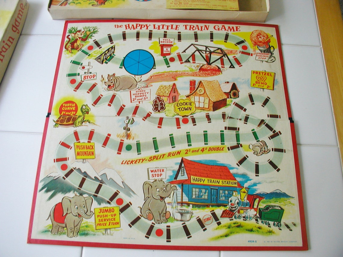 1957 the Happy Little Train Game - Milton Bradley 4959 - Vintage Game ...