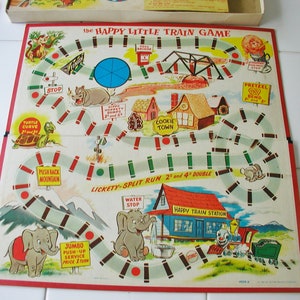 1957 the Happy Little Train Game - Milton Bradley 4959 - Vintage Game ...