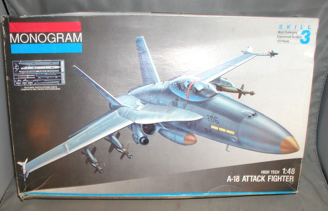 A-18 Attack Fighter 1/48 Scale Model Kit - Monogram #5833 (1991) Open ...
