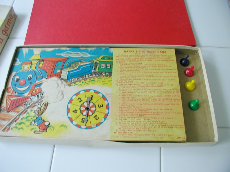 1957 the Happy Little Train Game - Milton Bradley 4959 - Vintage Game ...