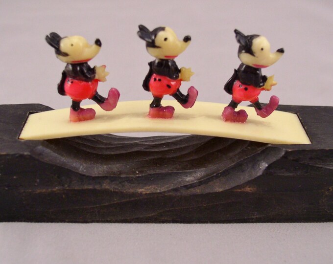 Rare 1930 Mickey Mouse TRIO on BRIDGE - Celluloid & Wood Early Walt ...