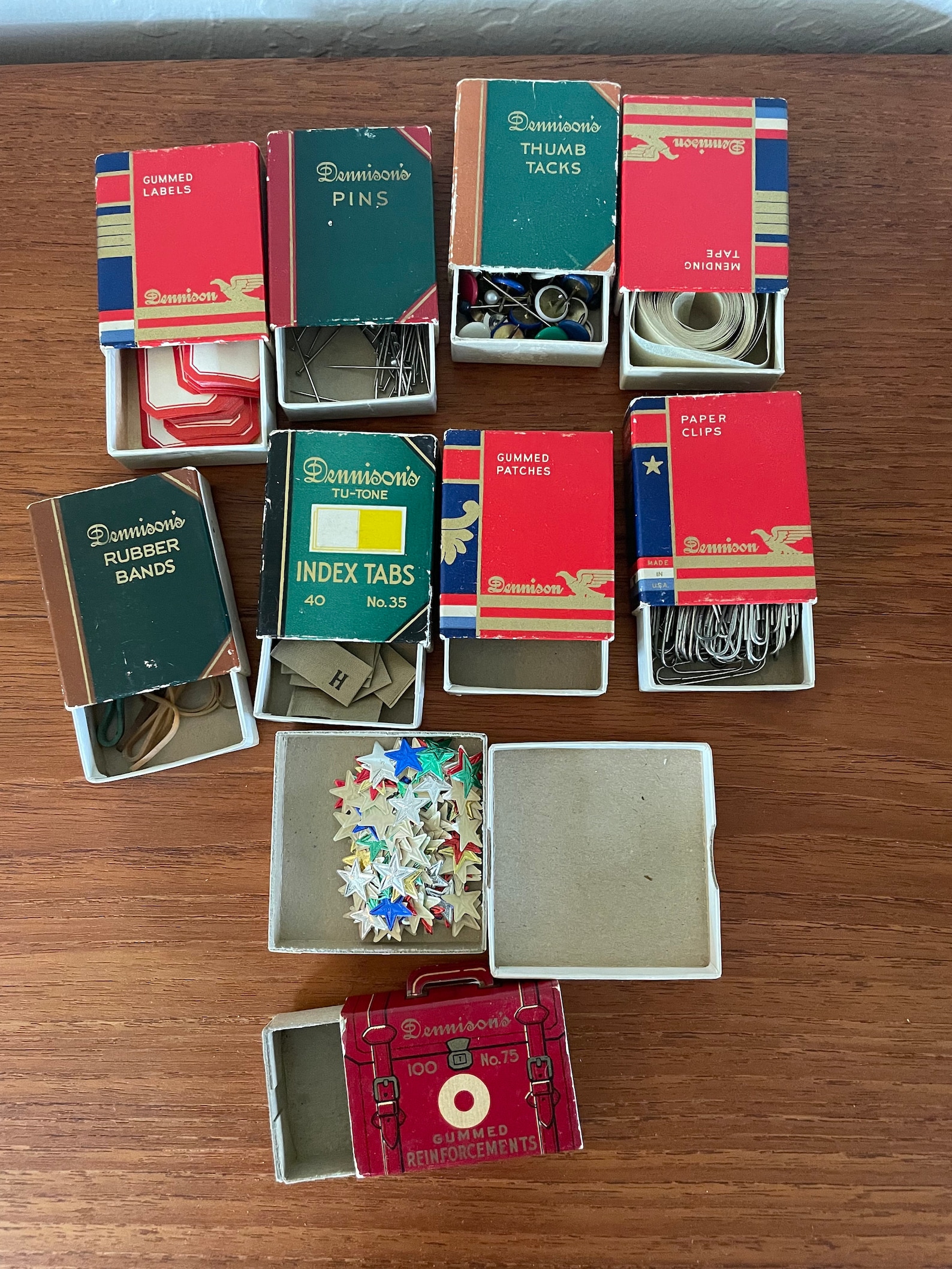 Vintage DENNISON'S Dennison Desk Set -LOT (10) BOXES Mini Gummed Labels ...