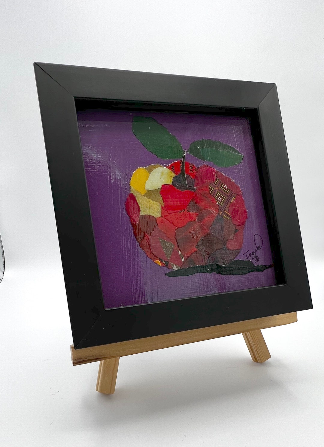 Red Apple Still Life - Small Square Still Life Collage on Book Cover ...