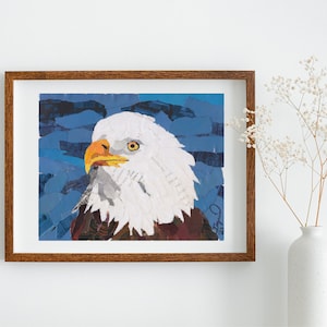 Eagle Facing Left Torn Paper Collage Perfect Gift for Patriot, Bird or ...