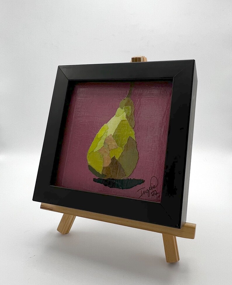 Green Pear Still Life Square Still Life Collage on Book - Etsy