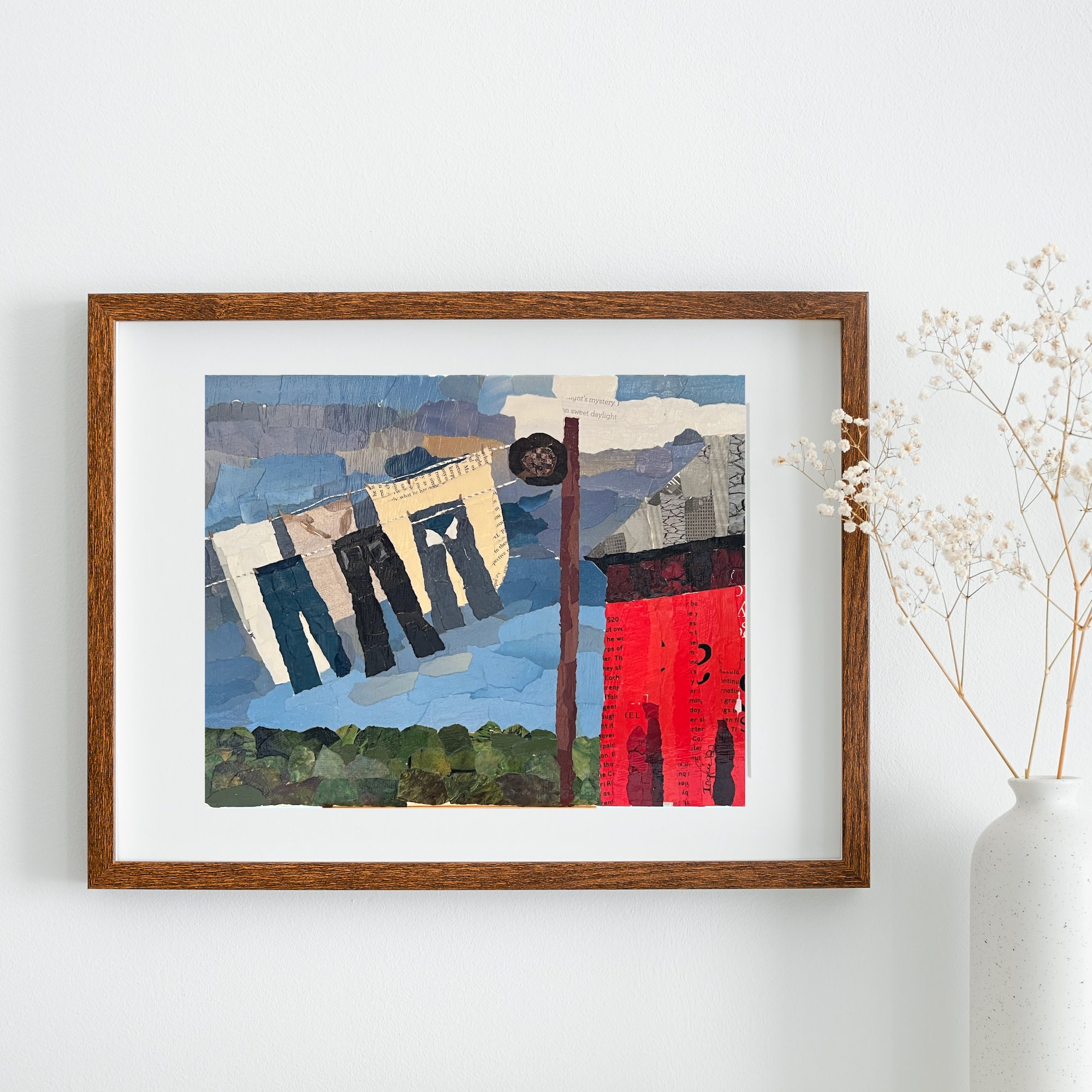 Amish Washline Torn Paper Collage One of a Kind Artwork - Etsy