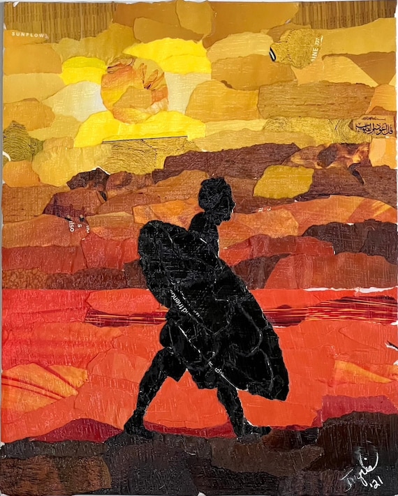 Surfer at Sunset Torn Paper Collage Perfect Gift for Beach - Etsy