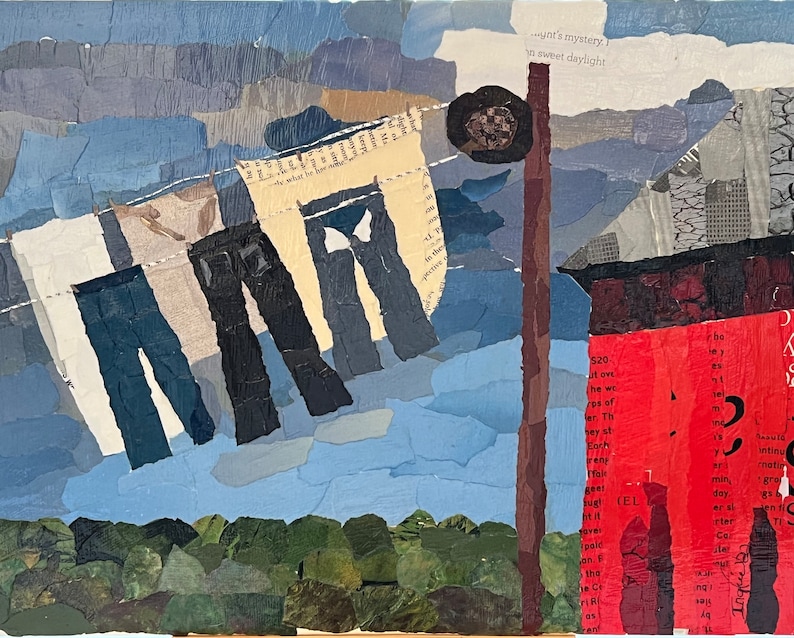 Amish Washline Torn Paper Collage One of a Kind Artwork - Etsy