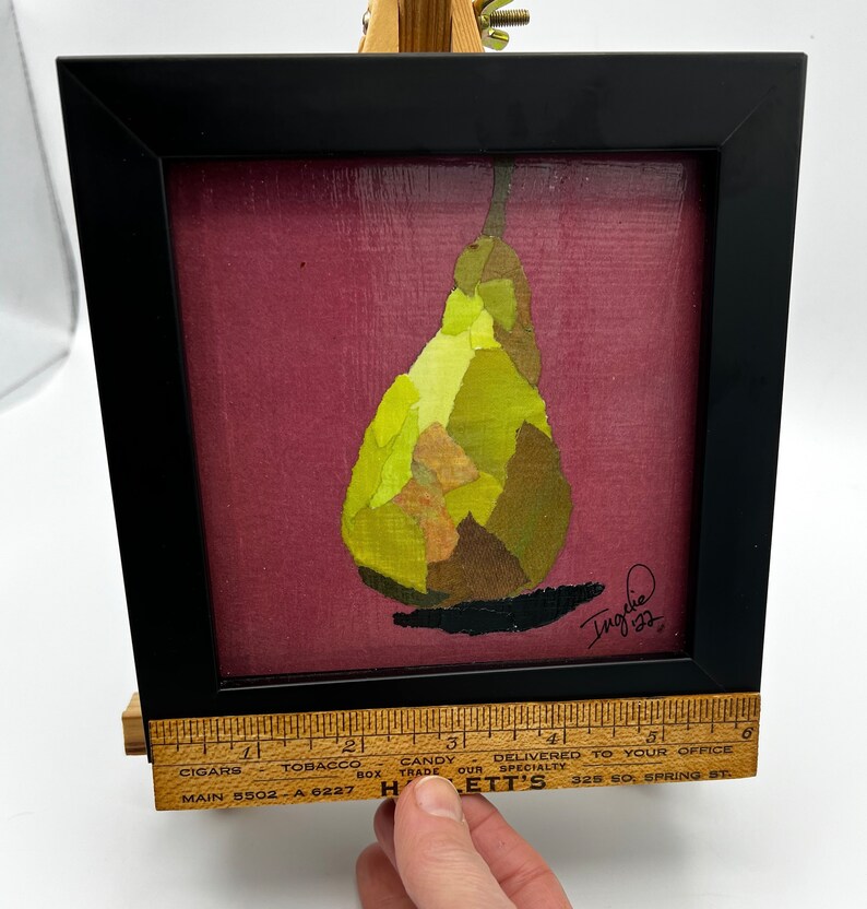 Green Pear Still Life Square Still Life Collage on Book - Etsy