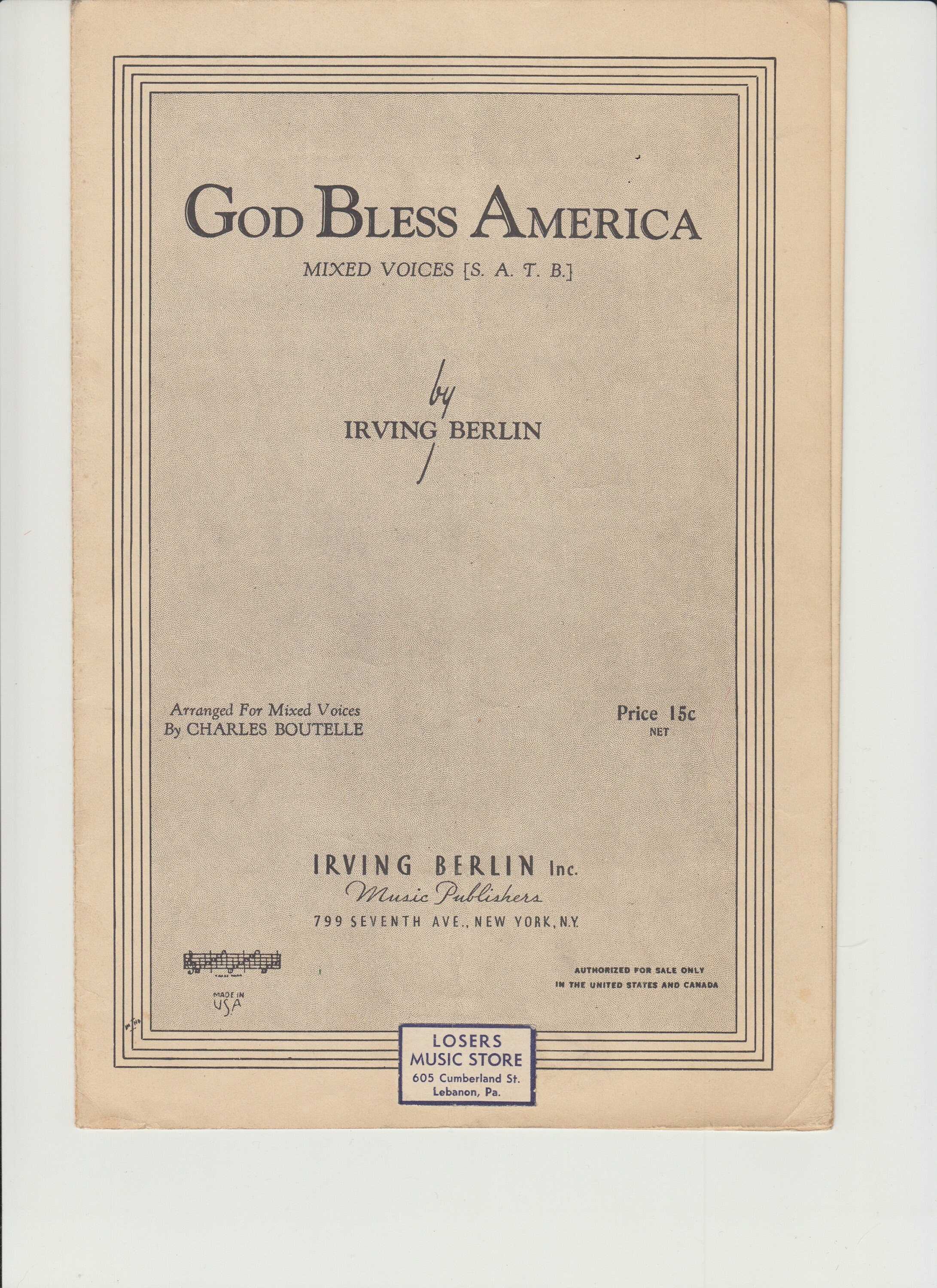 God Bless America - *digital Download* Vintage Sheet Music Perfect for ...