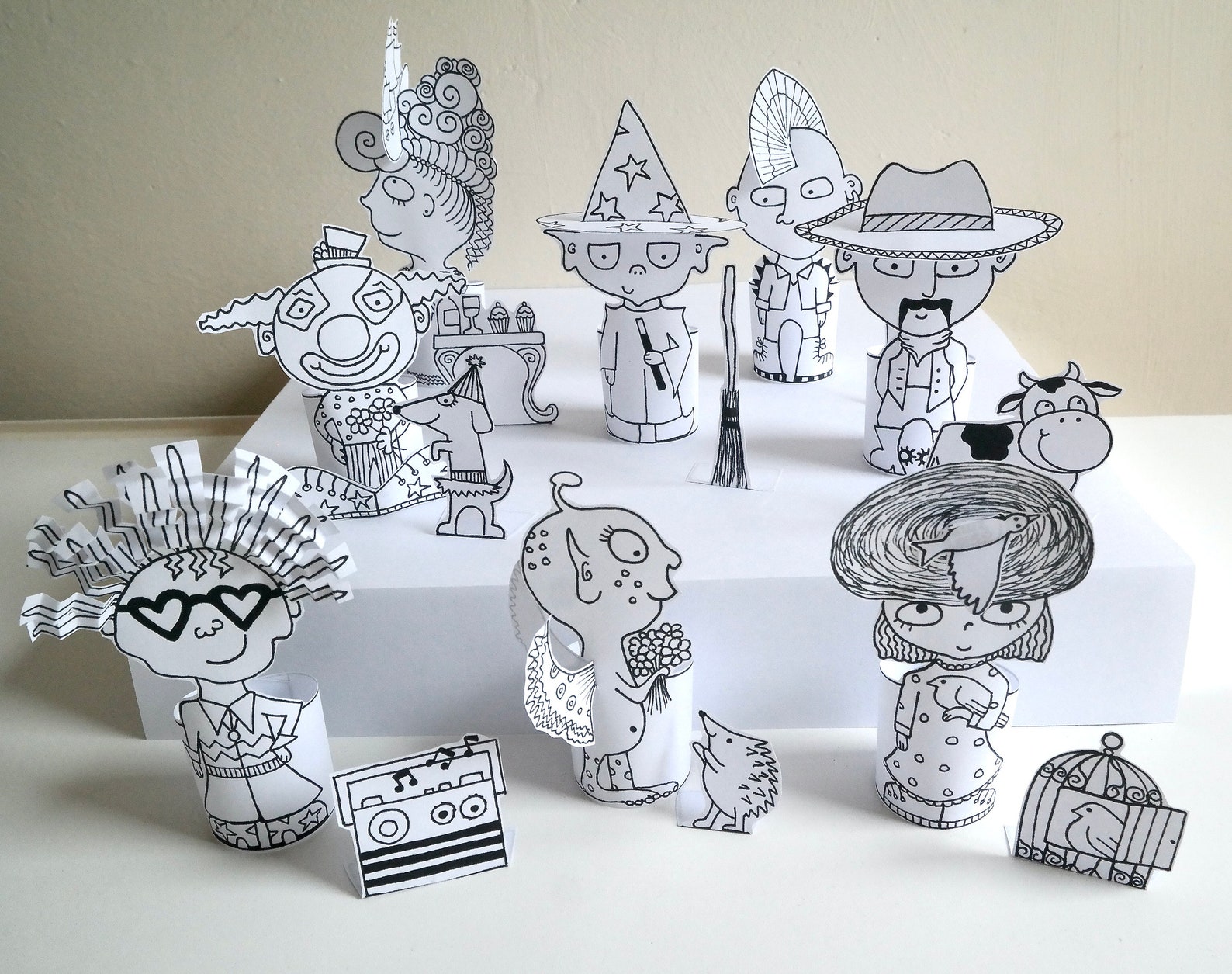 Fab Folk, Cartoon People Printable Activity Sheets , Instant Download ...