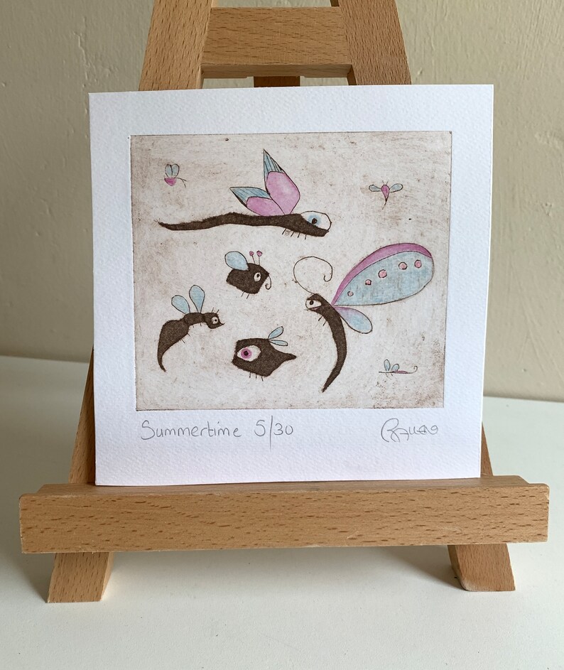 Dry Point Etching Collagraph Collograph Print Picture ' Pond Life ...