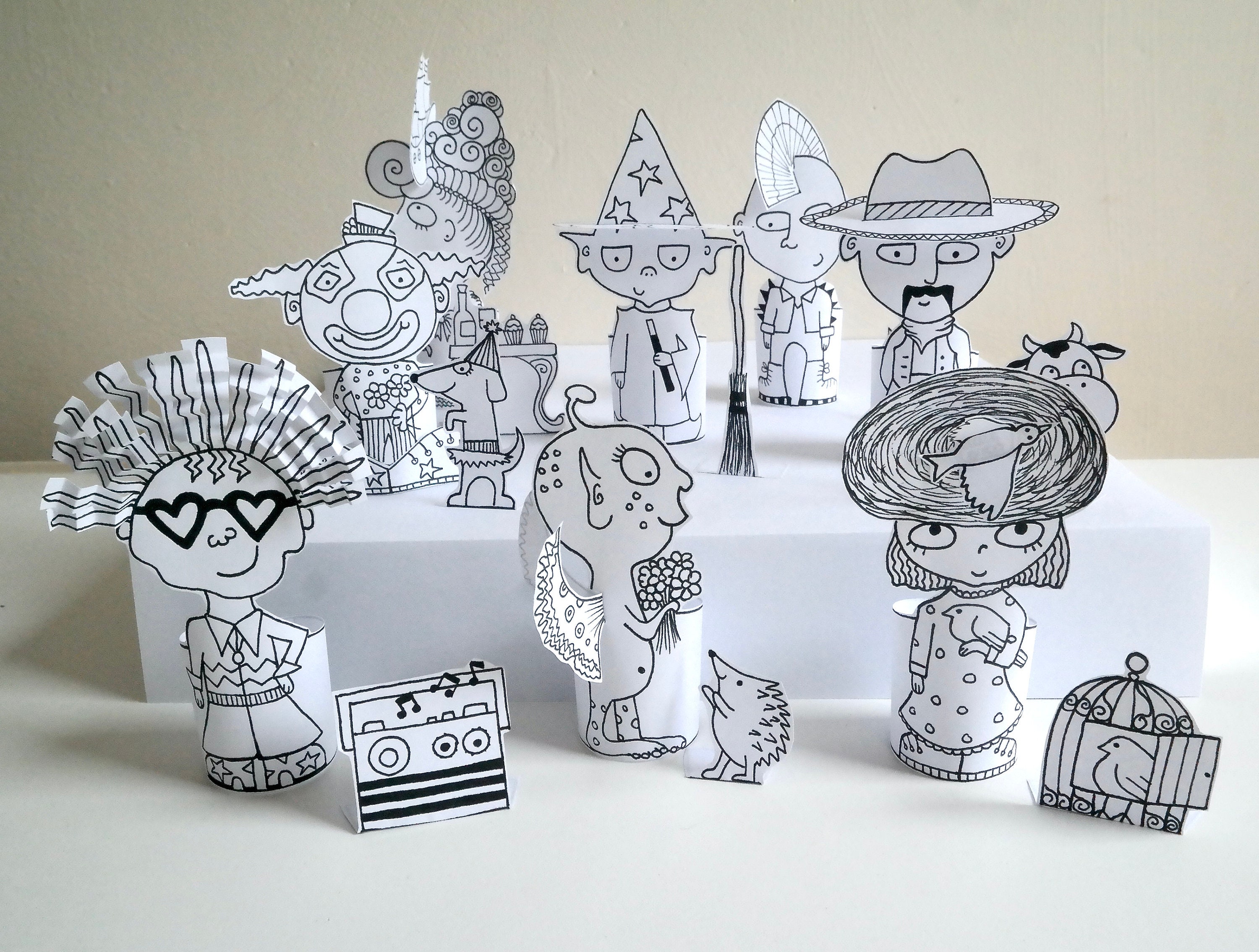 Fab Folk, Cartoon People Printable Activity Sheets , Instant Download ...