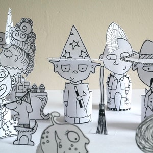 Fab Folk, Cartoon People Printable Activity Sheets , Instant Download ...