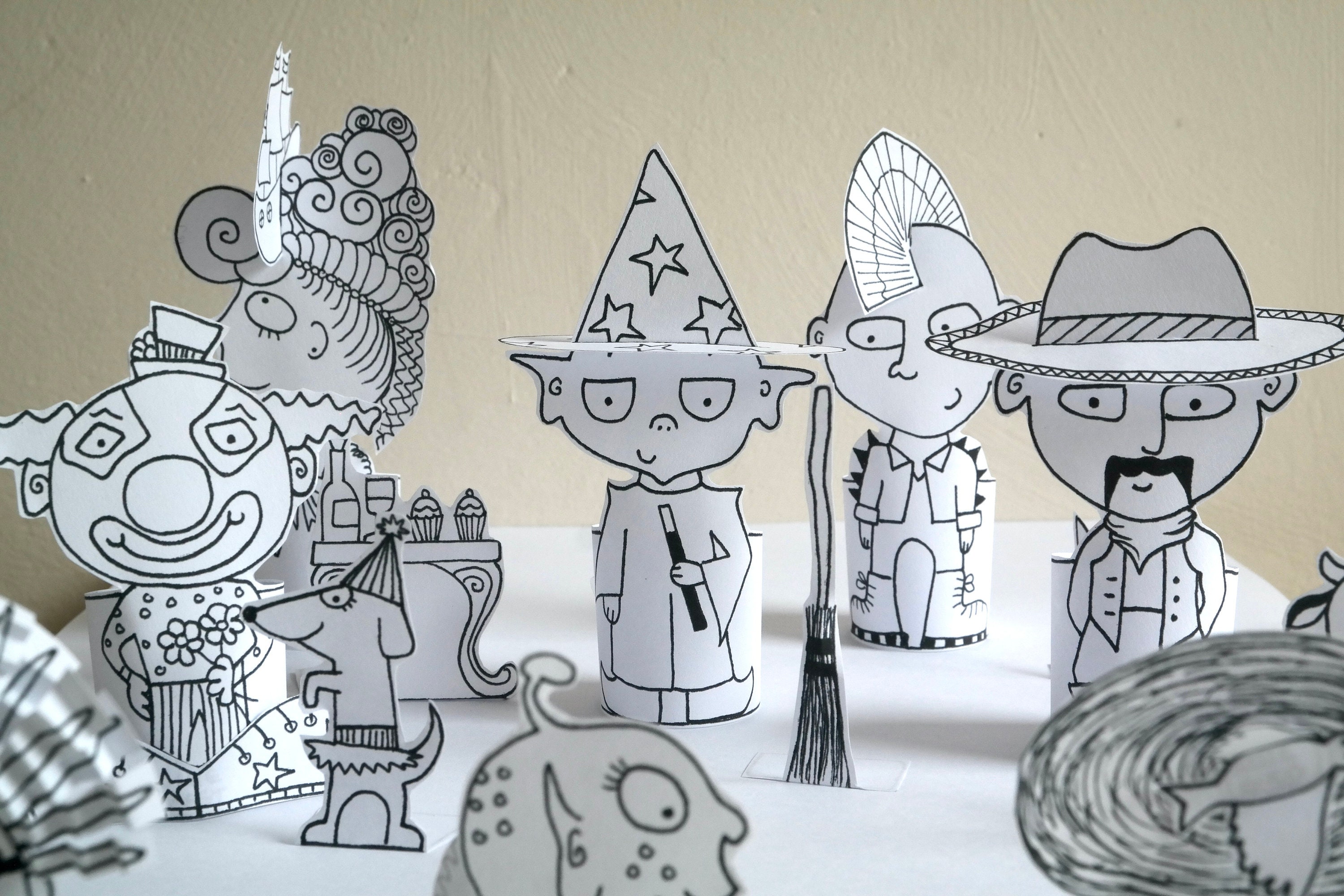 Fab Folk, Cartoon People Printable Activity Sheets , Instant Download ...