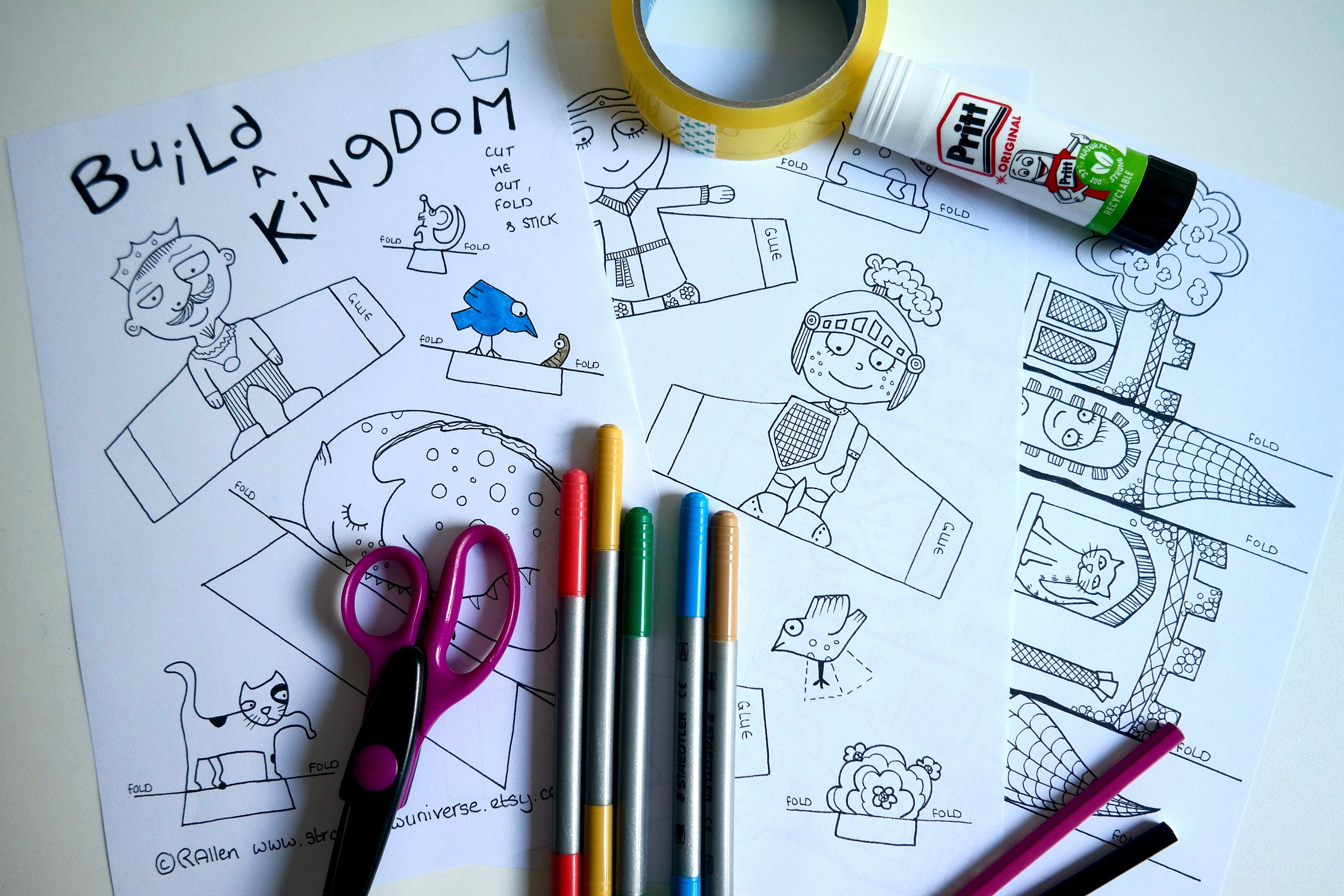 Build a Kingdom, Paper Castle Printable Activity Sheets , Instant ...