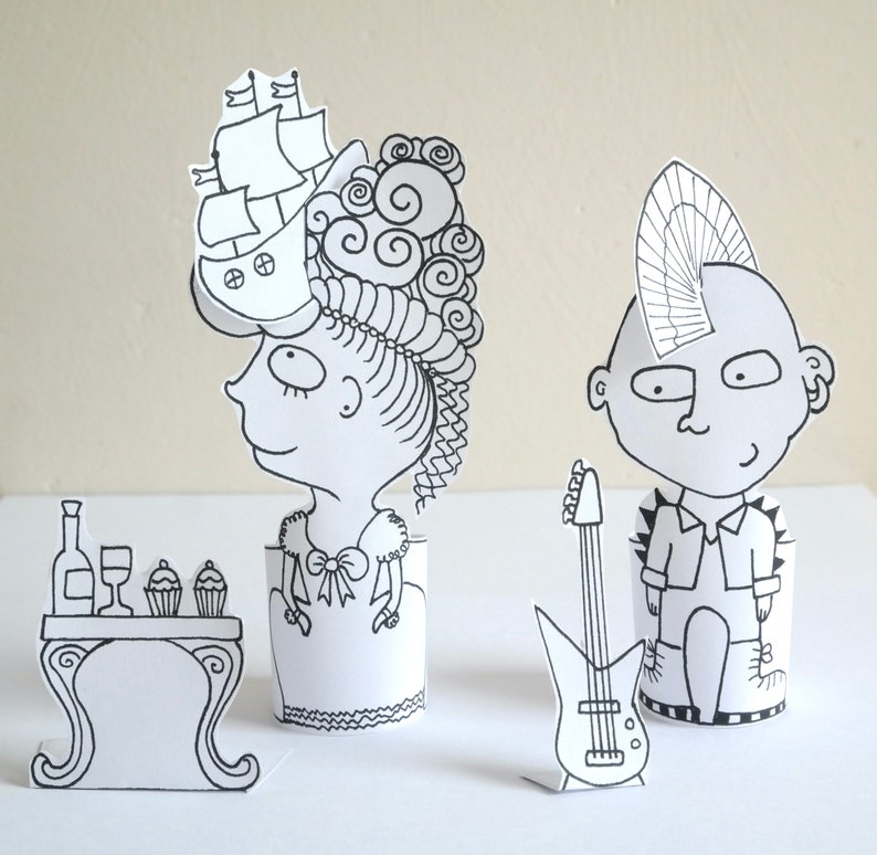 Fab Folk, Cartoon People Printable Activity Sheets , Instant Download ...