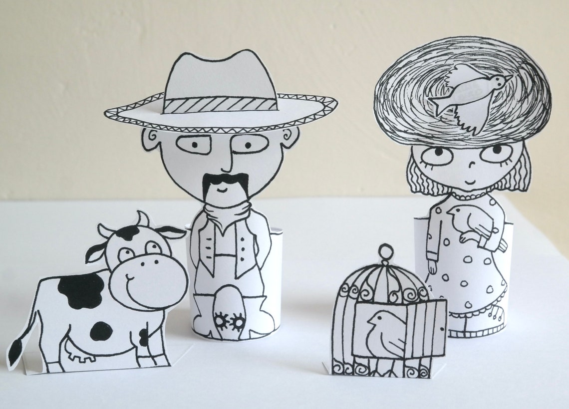 Fab Folk, Cartoon People Printable Activity Sheets , Instant Download ...