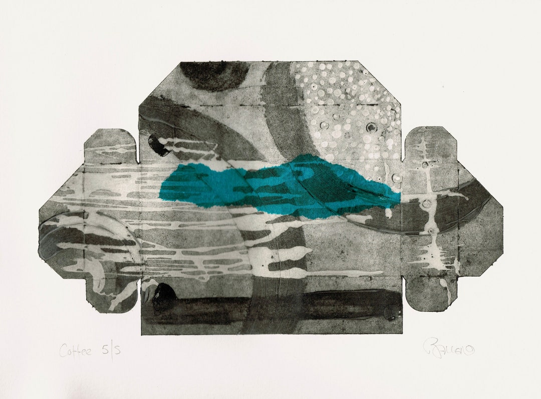 Tetra Pak Abstract Collagraph Chine Colle Print Picture - Hand Printed ...