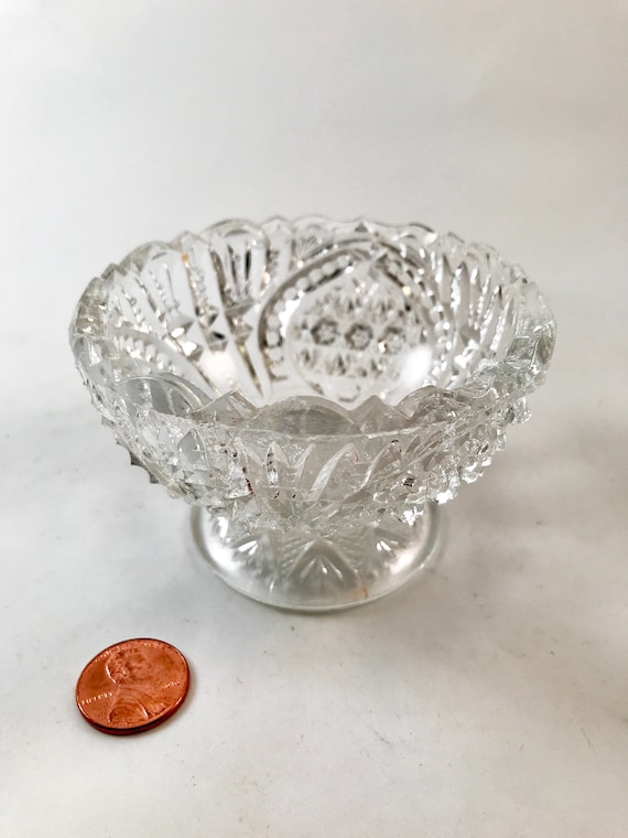 Vintage Pressed Glass Small Compote With a Star Pattern in the | Etsy