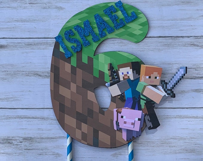 Minecraft Cake Topper, Mine Craft Birthday Party, Personalized - Etsy
