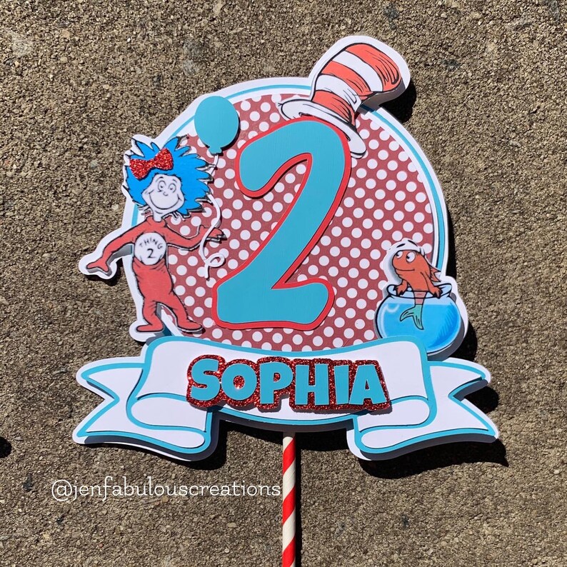 Thing 1 and Thing 2 Cake Topper Dr. Seuss Topper Cat in the - Etsy