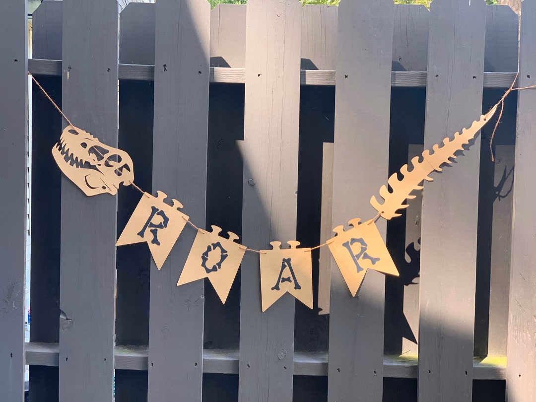 Dinosaur Bones Banner, Roar Banner, Dino Birthday Banner, Rawr Banner ...