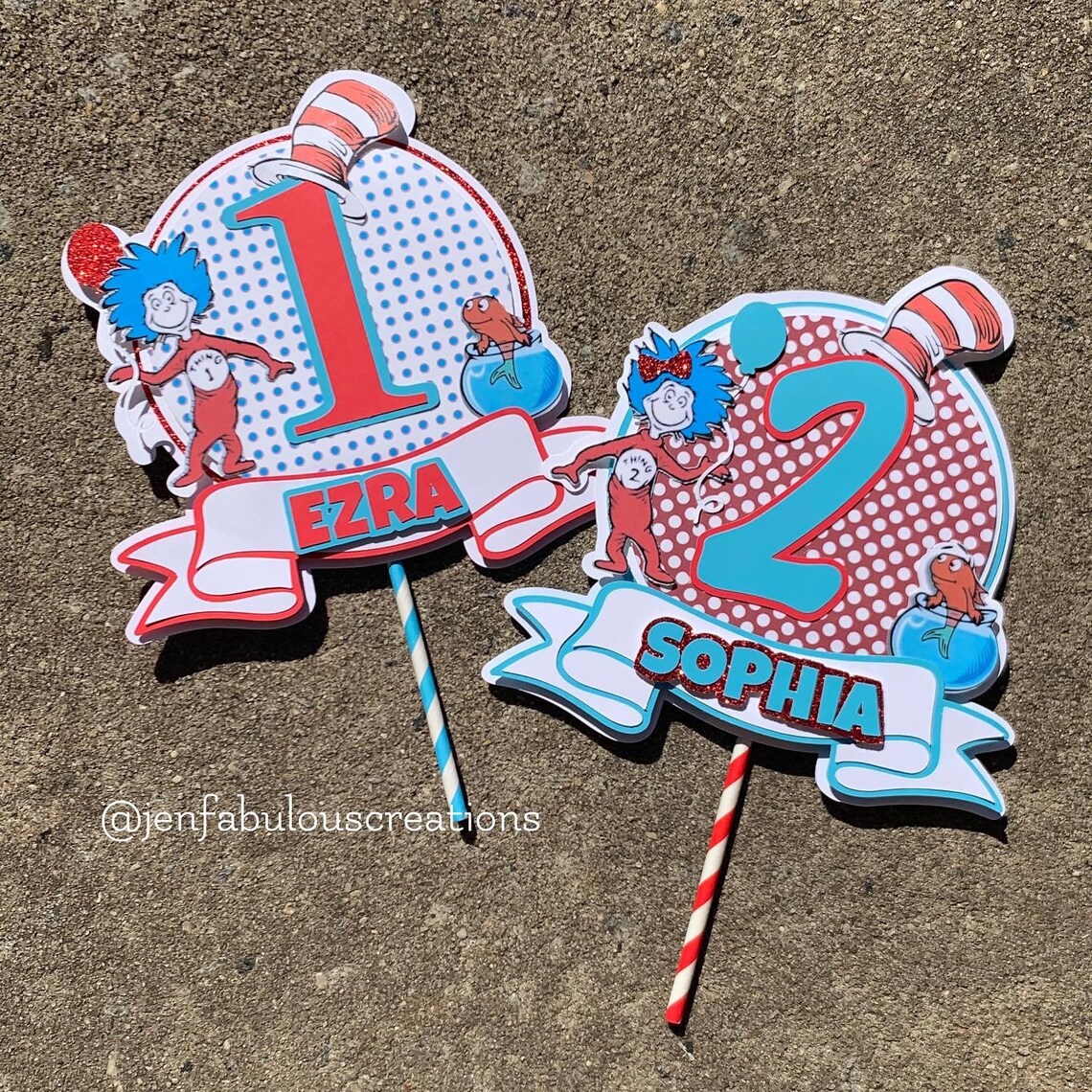 Thing 1 and Thing 2 Cake Topper Dr. Seuss Topper Cat in the - Etsy