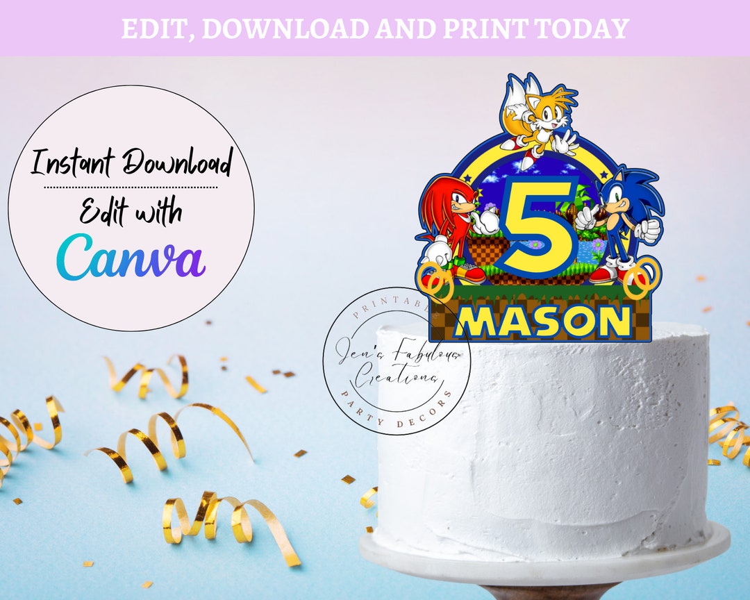 Instant DOWNLOAD SONIC Cake Topper Printable Topper Birthday - Etsy.de