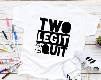 Kids 2nd Birthday Shirt Two Legit 2 Quit Two Legit Shirt Birthday Party ...