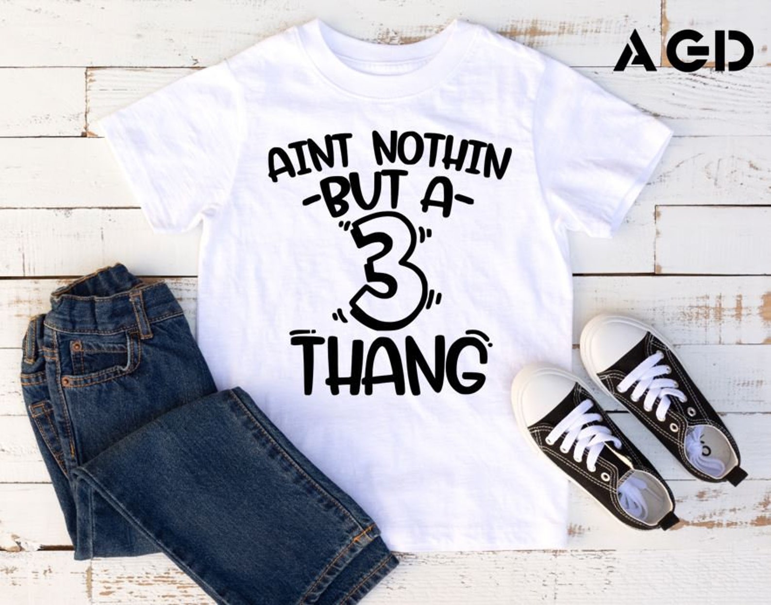 Ain't Nothin' but a 3 Thang Birthday Shirt Modern - Etsy
