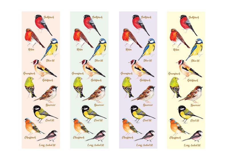 Printable Watercolor Bird Spotting Bookmarks Set of 4 - Etsy