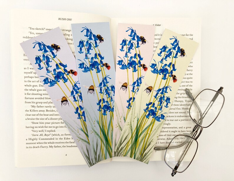 Bluebells and Bees Printable Watercolour Bookmarks - Set of 4 - Etsy