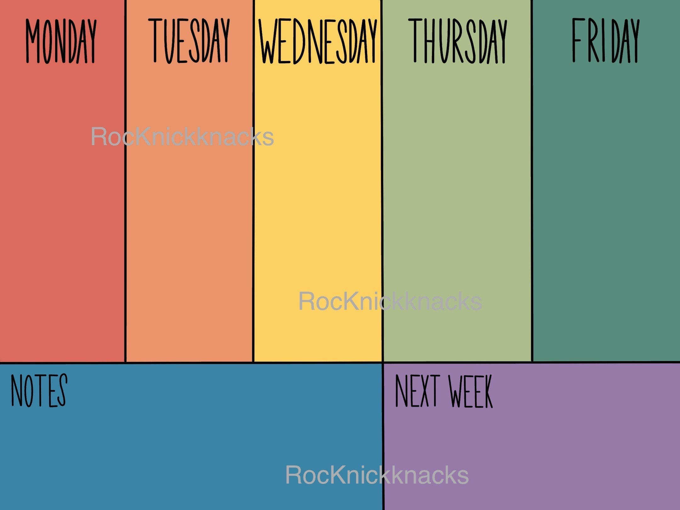 Rainbow Weekly Planner to Do List Printable for Monday Through Friday ...