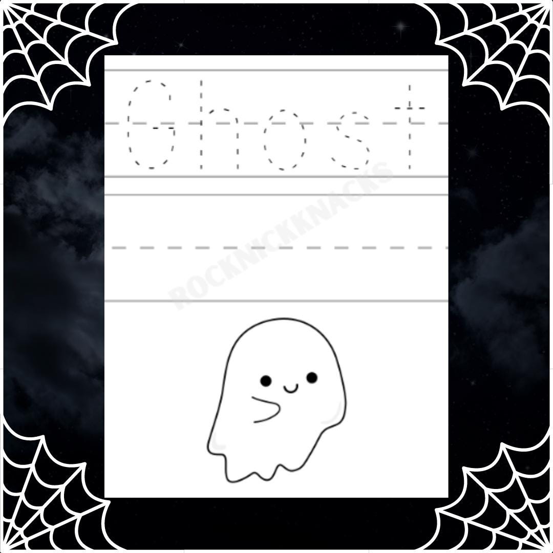 Fun Cute Ghost Halloween Trace and Color Worksheet for Kids and ...