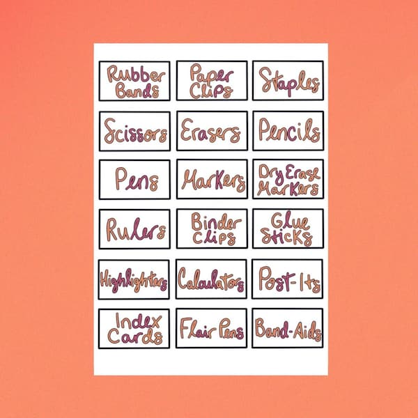 Office Supply Labels - Etsy