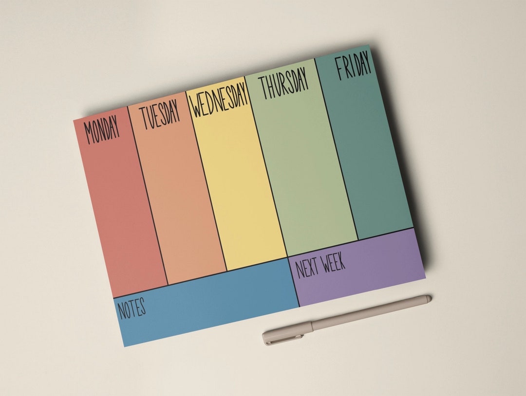 Rainbow Weekly Planner to Do List Printable for Monday Through Friday ...