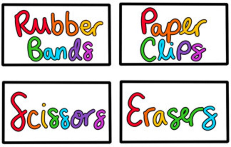 Office Supply Labels, Rainbow, Printable Digital Download - Etsy