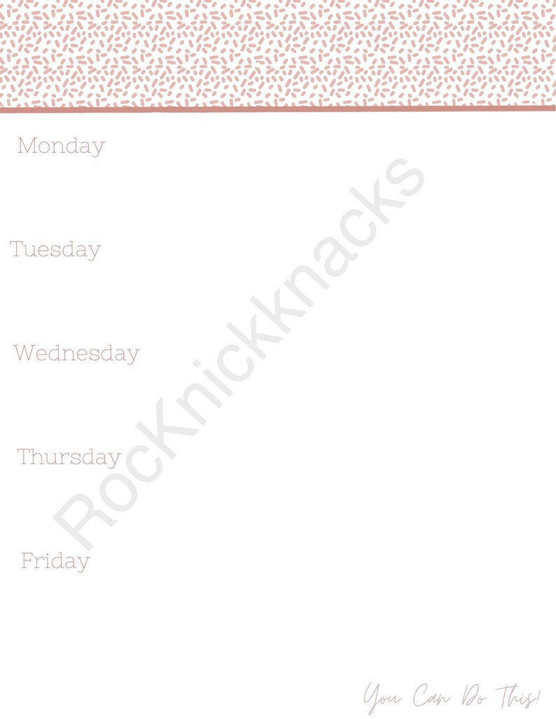 Weekly Planner to Do List Printable for Monday Through Friday, Pink ...