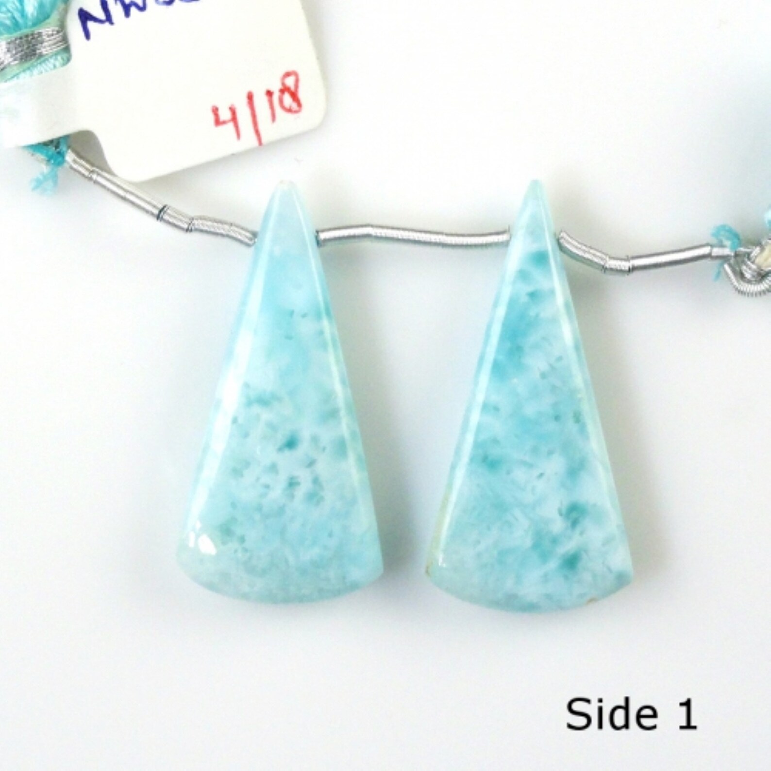 Larimar Drops Conical Shape 32x15mm Drilled Beads Matching Pair ...