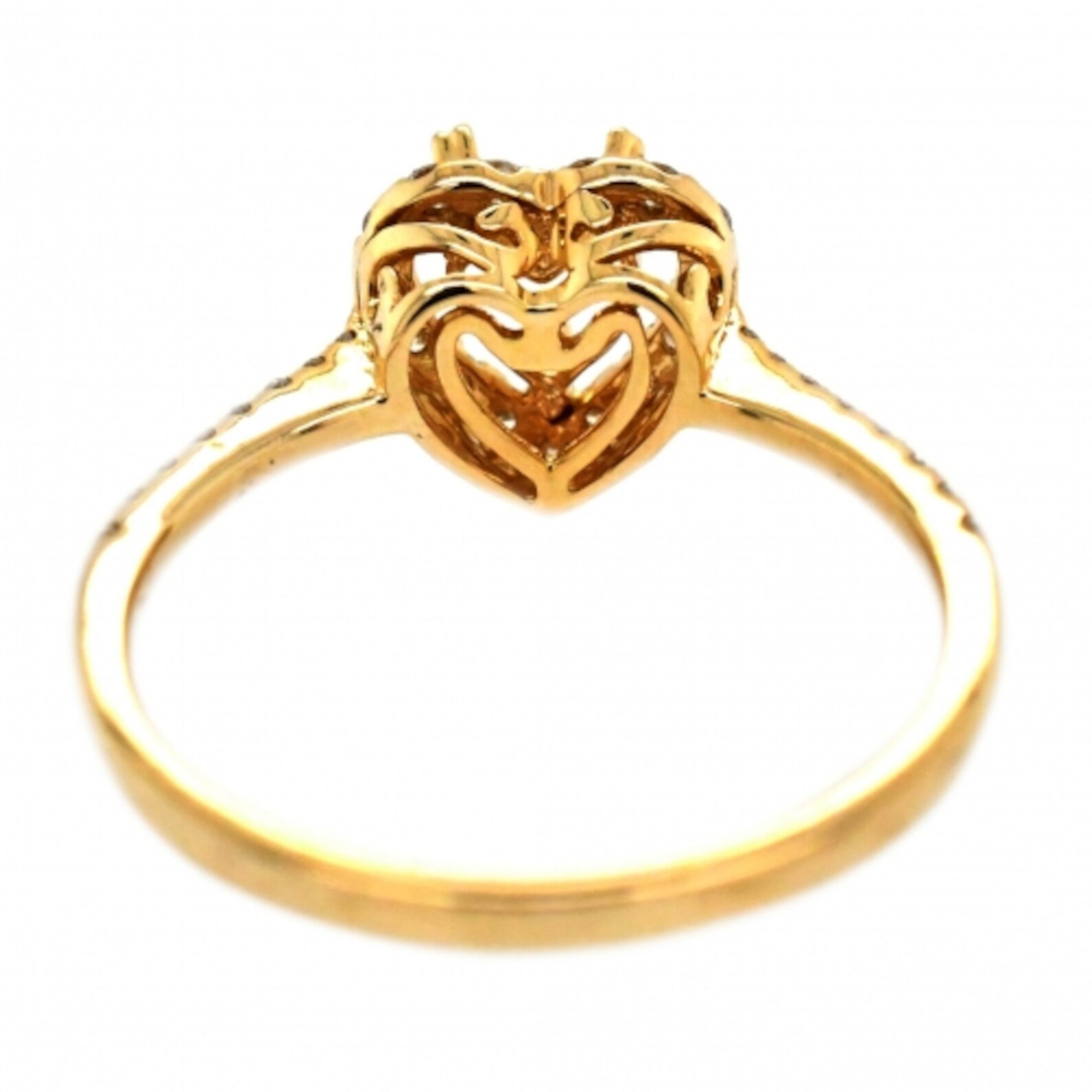 Ring Semi-mount Heart Shape 5mm in 14k Yellow Gold With Diamonds, Halo ...